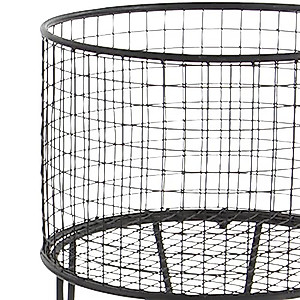 CosmoLiving by Cosmopolitan Metal Deep Set Metal Mesh Laundry Basket Storage Cart with Wheels, 17" x 17" x 25", Black