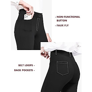 BALEAF Womens Black Dress Pants Yoga Work Pants Pull On Slacks Petite Business Casual Office Trouser Pockets 31" 2XLT