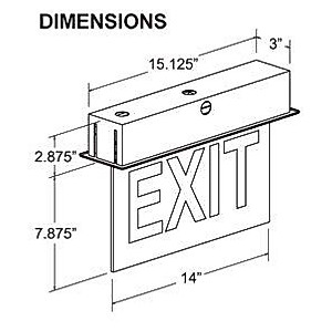 Recessed Red Edge Lit Exit Sign - Single Sided