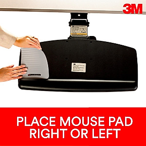 3M Keyboard Tray, Just Lift To Adjust Height And Tilt, Sturdy Tray Includes Gel Wrist Rest And Precise Mouse Pad, Swivels Side To Side And Stores Under Desk, 23" Track, Black (AKT90LE)