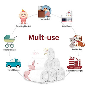 Pink Bambi Deer Floral Personalized Baby Blanket for Boys Girls Custom Naps Swaddle Blanket Shower Soft Newborn 30X40 in