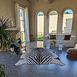 rugoo Zebra Print Rug 6.4 ft x 8.5 ft Black and White Animal Print Rug Animal Printed Rug Cartoon Cute Area Rug Faux Fur Rug Animal Print Mat Carpet for Living Room Bedroom Nursery Sofa