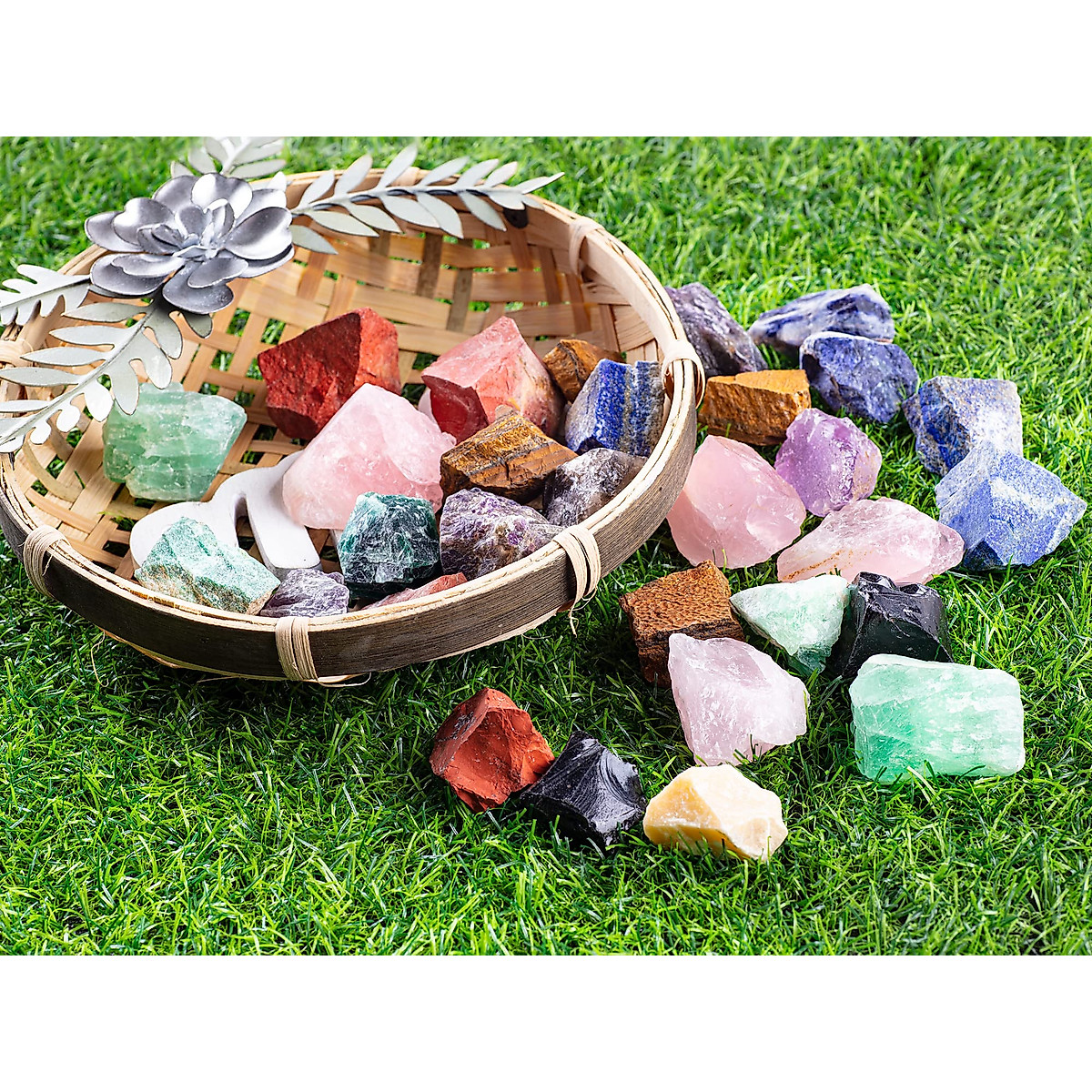 UU UNIHOM 3 lbs Bulk Rough Madagascar Stones Mix - Large 1" Natural Raw Stones Crystal for Tumbling, Cabbing, Fountain Rocks, Decoration,Polishing, Wire Wrapping, Wicca & Reiki Crystal Healing