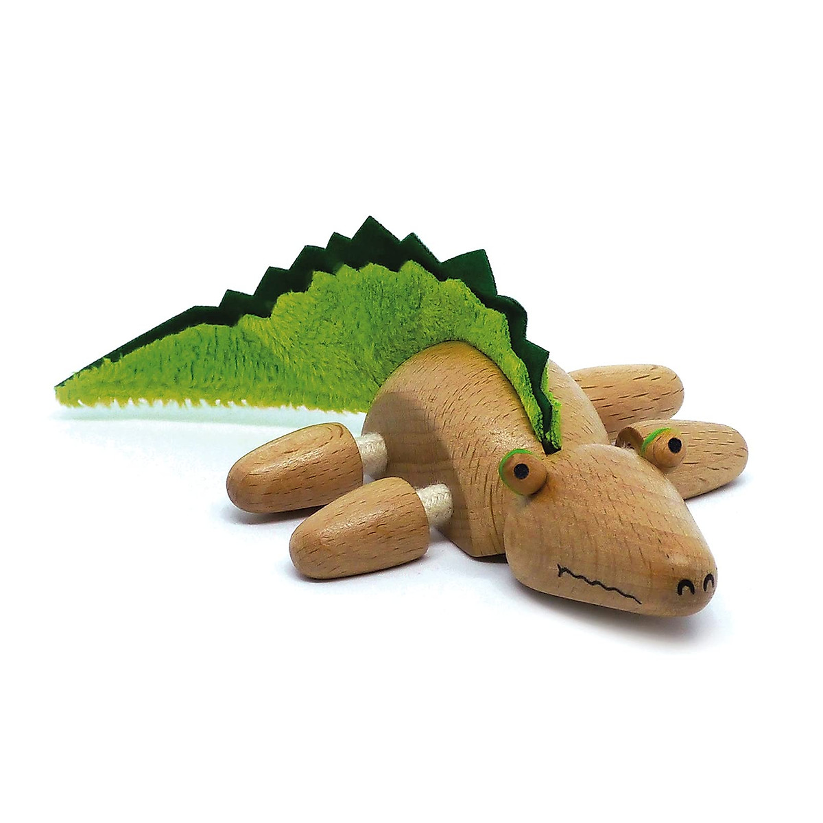 Anamalz Crocodile Wooden Animal Toy for Toddlers, Fun and Posable Crocodile for Early Learning, Montessori, and STEM, Smooth Natural Wood, Boys and Girls