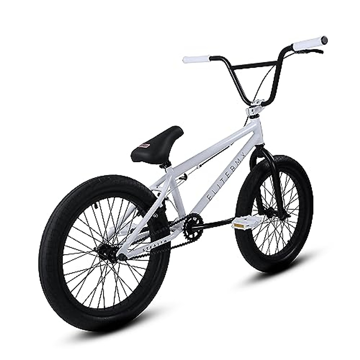 Elite BMX Bikes in 20" & 16" - These Freestyle Trick BMX Bicycles Come in Two Different Models, Stealth (20" BMX) & Pee-Wee(16" BMX) (20", White)