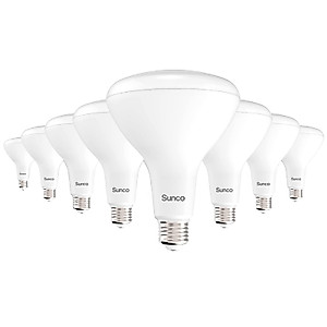 Sunco 8 Pack BR40 Light Bulbs, LED Indoor Flood Light, Dimmable, CRI94 2700K Soft White, 100W Equivalent 17W, 1400 Lumens, E26 Base, Indoor Home Recessed Can Lights, High Lumens - UL