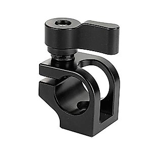 CAMVATE 15mm Single Rod Clamp Install on 1/4"-20 Thread Hole for Camera cage (Black Knob) - 2127