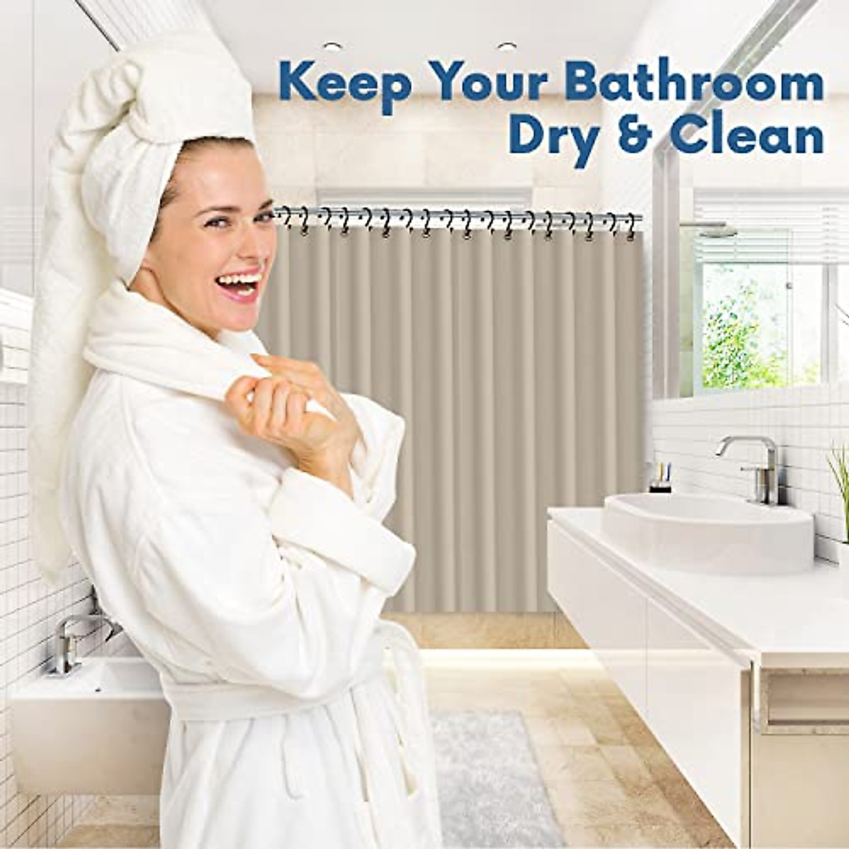 Premium Shower Curtain Liner, 72"W X 70"H - PVC-Free, 6G PEVA Shower Curtain with 12 Rust Proof Grommets And Magnet-weighted Bottom Hem - Moisture Stain Proof Shower Curtain Liner (Taupe)