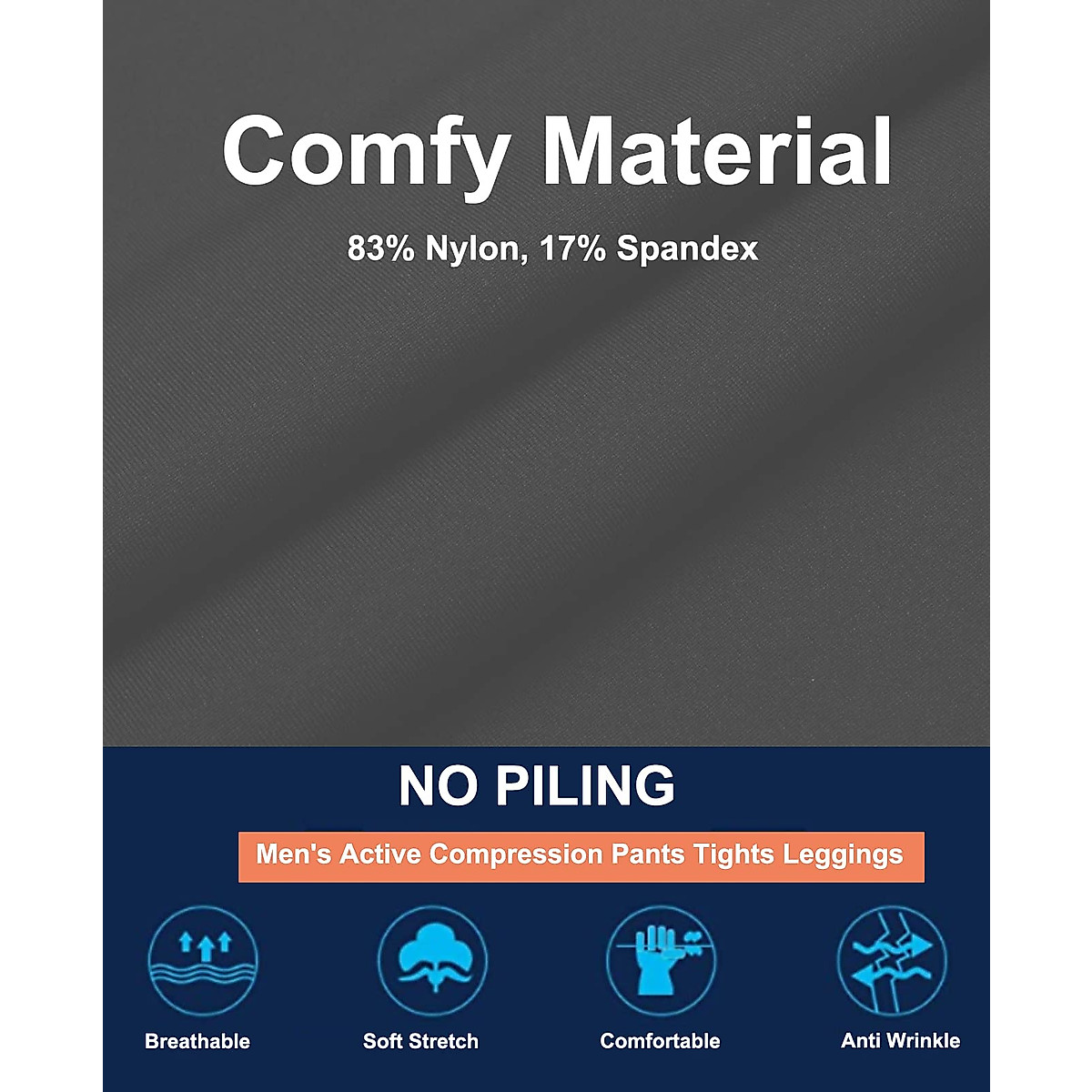 Dark Grey Men's Compression Pants Tights Leggings Sports Baselayer Athletic Tights for Running Football Basketball XL