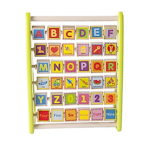 Fat Brain Toys Alpha-Abacus - Wooden Alphabet & Number Learning Toy for Kids 2+