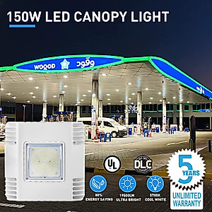 OSTEK 150W LED Canopy Light, 19,500LM, 5700K Daylight White, Surface Mount Gas Station & Carport Lighting, IP65 Waterproof, Outdoor Rated, AC100-277V, UL & DLC Listed
