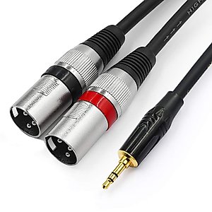 tisino 3.5mm to Dual XLR Stereo Cable 1/8 inch Mini Jack to 2 XLR Male Y Splitter Adapter Cord- 3.3 FT