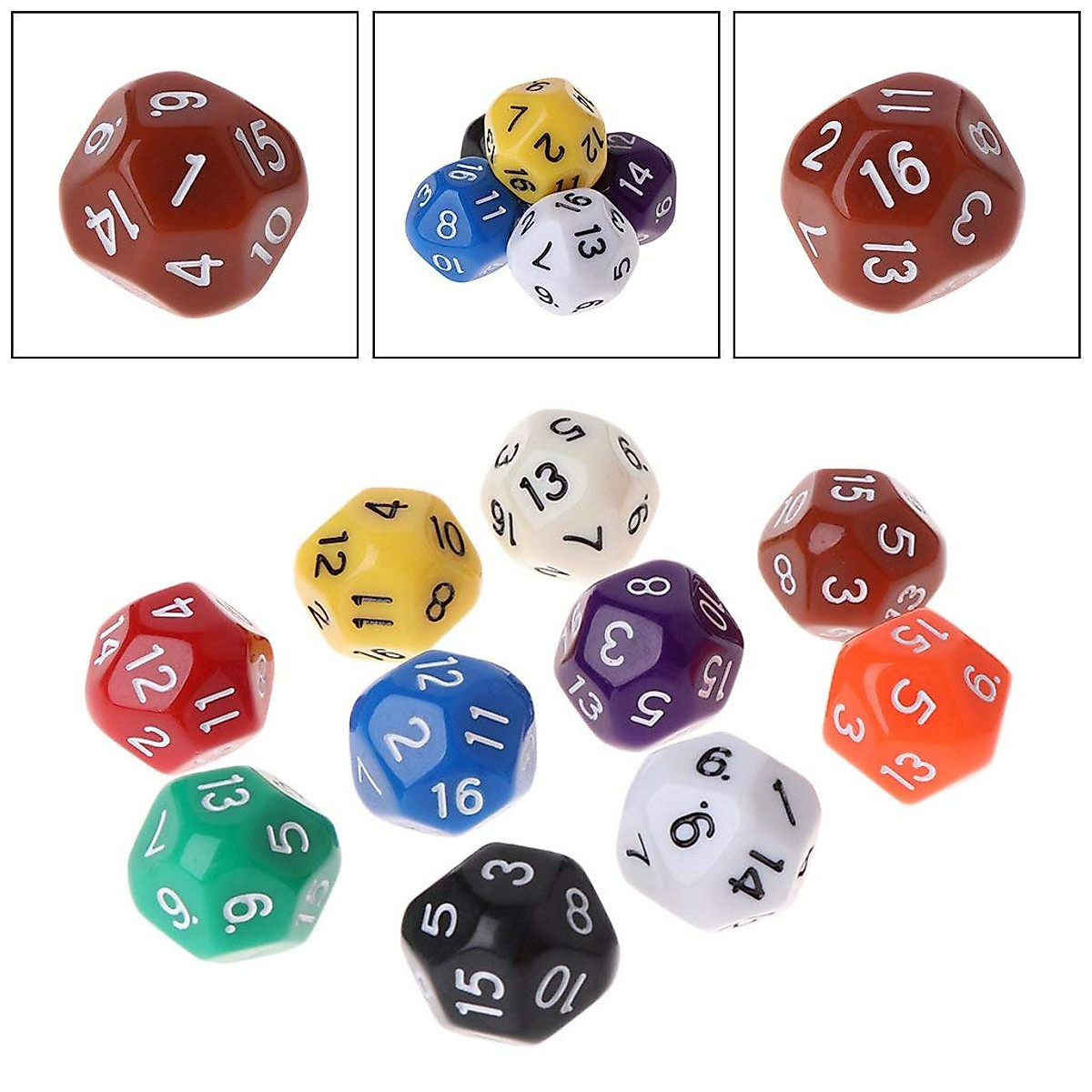 Lanema 10 Pcs D16 Polyhedral Dice for Dungeons and Dragons 16 Sided Dice Set