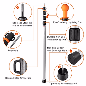 Telescoping Tarp Poles, CAMULAND Tent Poles for Tarp Camping Gear Accessories Stakes Hammock Rain Fly Adjustable Lightweight Aluminum Set of 34.5" - 110.2" Hiking, Awning/Outdoor with Carry Bag