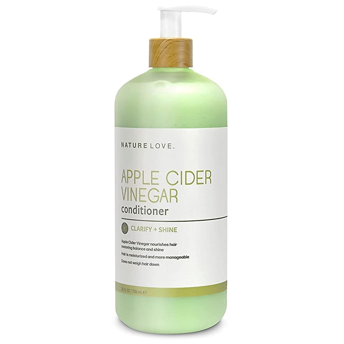 Nature Love Apple Cider Vinegar Conditioner | Clarify + Shine | Revitalize Hair and Scalp | Purifies Without Stripping | Paraben Free, Cruelty Free, Made in USA (25 oz)