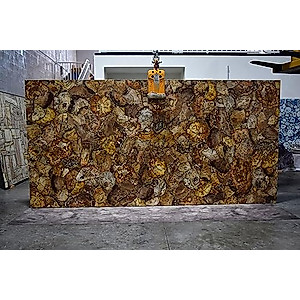 30 x 48 Inches Dining Table Top with Brown Petrified Resin Art Rectangle Shape Marble Meeting Table from Indian Art and Crafts