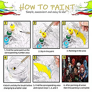 koemhxb Halloween Paint by Number for Adults(24x16 inch),Large Paint by Numbers Kits for Adults Beginner,Halloween Painting by Numbers for Home Wall Decor