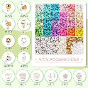 3mm Glass Seed Beads for Bracelet Jewelry Making 24 Colors Bracelet Making Kit for Girls Adults Friendship Bracelet Making Kit with Letter Beads