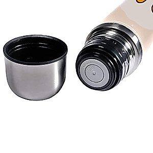 sdfsdfsd 17 oz Vacuum Insulated Stainless Steel Water Bottle Sports Coffee Travel Mug Flask Genuine Leather Wrapped BPA Free, Happy Pomeranian Dog Cartoon Illustration
