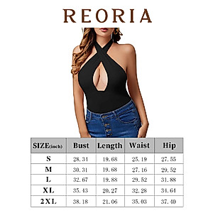 REORIA Women's Sexy Criss Cross Halter Neck Sleeveless Party Club Night Going Out Thong Bodysuits Tops Violet XX-Large