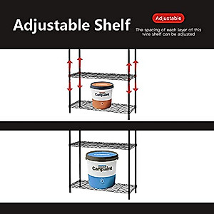 5 Tier Wire Shelving Unit 72"x36"x14"Storage Shelves Metal Wire Shelf Storage Rack Adjustable Commercial Organizer Heavy Duty Layer Unit for Restaurant Garage Pantry Kitchen Office (Black)