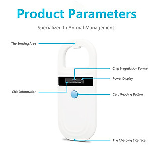 Watris Veiyi Dog Microchip Reader, Pet Microchip Scanner with OLED Display Screen, Pet Chip ID Scanner Supports FDX-B（ISO11784/11785） and EMID Microchips, for Animal Management