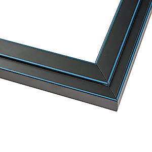 17x15 Frame Black Real Wood Picture Frame Width 1.25 Inches | Interior Frame Depth 0.5 Inches | Gessato Blue Modern Photo Frame Complete with UV Acrylic, Foam Board Backing & Hanging Hardware