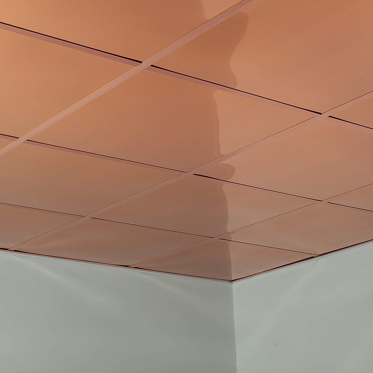 FASÄDE Flat Decorative Vinyl 2ft x 2ft Lay in Ceiling Panel in Polished Copper (5 Pack)