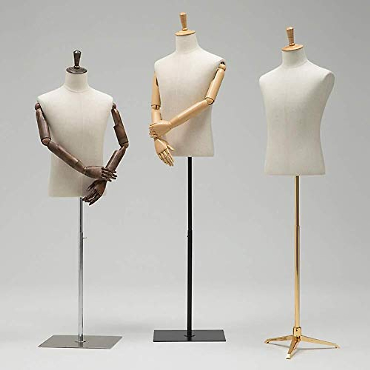 Tailors Dummy Mannequins Display Stable Stand Male Mannequin Torso Body Dress Form Busts with Metal Base Manikin Dummy Model for Clothing Dressform Mannequin