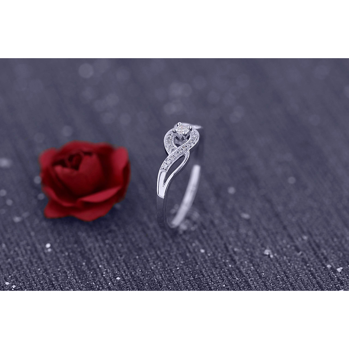 Dazzlingrock Collection DGLA CERTIFIED Round White Diamond Criss Cross Promise Ring for Women (0.15 ctw) in 14K White Gold, Size 7