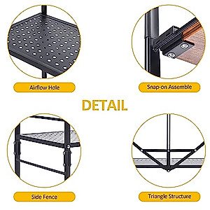 TOOLF Foldable 4-Tier Storage Shelving Unit with Lockable Wheels, Space-Saving Organizer Rack for Home and Office, Freestanding Metal Rack, 1 Piece, Black