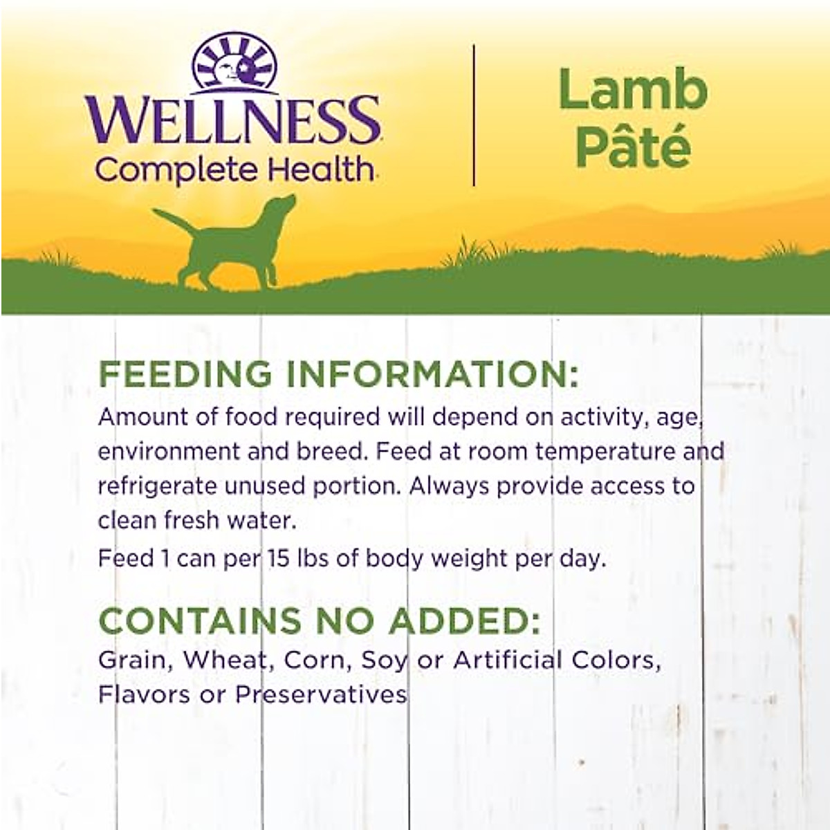 Wellness Complete Health Natural Wet Canned Dog Food, Lamb & Sweet Potato, 12.5-Ounce Can (Pack of 12)