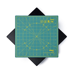 OLFA 12" x 12" Rotating Cutting Mat (RM-12S) - Self Healing 12x12 Inch Square Rotary Mat with Grid for Fabric, Sewing, Quilting, & Crafts, Rotates 360 Degrees, Use with Rotary Cutters (Green)