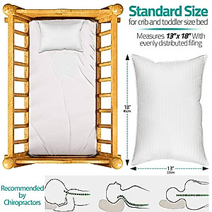 kinder Fluff Toddler Pillow (2X)-The Only Baby Pillow with 300T Cotton & Down Alternative Fill for Baby Crib & Toddler Bed- Neck Pillow for Kids as Nursery Floor Pillow- Toddler Pillows for Sleeping