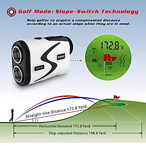 Raythor Golf Rangefinder, 6X Rechargeable Laser Range Finder 1000 Yards with Slope Adjustment, Flag Seeker with Vibration and Fast Focus System, Continuous Scan Support, Help You Choose The Right Club