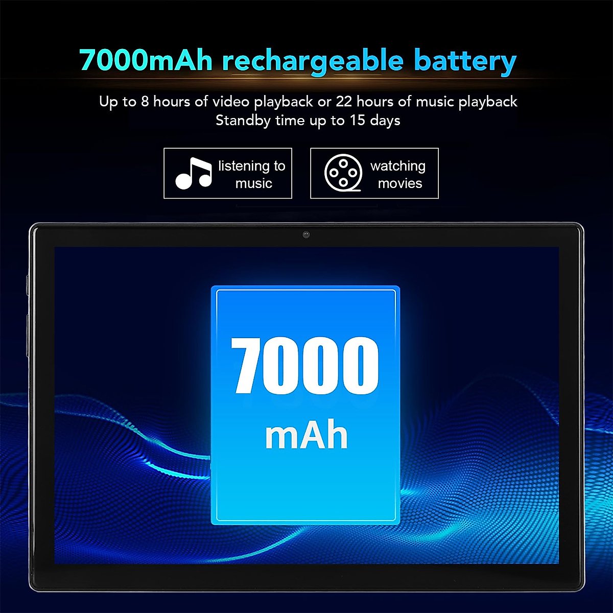 Airshi Computer Tablet, Front 8MP Rear 16MP 2-in-1 Portable Tablet 100‑240V for Travel (US Plug)