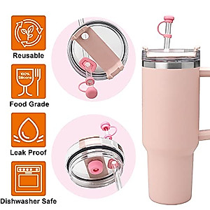 Set of 3 Silicone Spill Proof Stopper for Stanley Cup 1.0 40oz/ 30oz, Including 2 Straw Covers, 2 Stopper & 2 Leak Stopper Compatible for Stanley Adventure Quencher Travel Tumbler 40oz