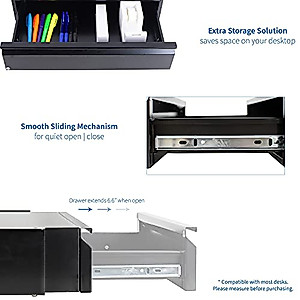 VIVO 18 inch Office Mounted Sliding Under Desk Pull-Out Drawer, Storage Organizer for Sit Stand Workstation, Black, DESK-AC03B