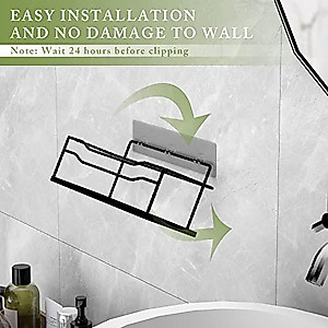 Joetin Shower Caddy Shelf with Hooks, Adhesive Shower Wall Organizer Shampoo Holder for Bathroom Shower Kitchen