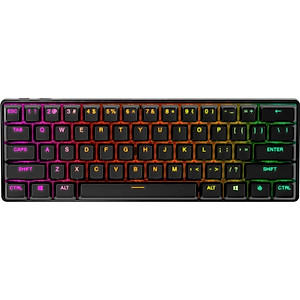SteelSeries Apex Pro Mini Wireless Mechanical Gaming Keyboard - World's Fastest with Adjustable Actuation, Compact 60% Form Factor, RGB, PBT Keycaps, Bluetooth 5.0, 2.4GHz, USB-C