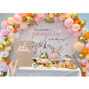 Your Main Event Prints Fall Pumpkin Baby Shower Games - Neutral Yellow - Bingo, Find The Guest, The Price is Right, Who Knows Mommy Best - 25 Games Each, Printed Front and Back, 1 Game Per Side