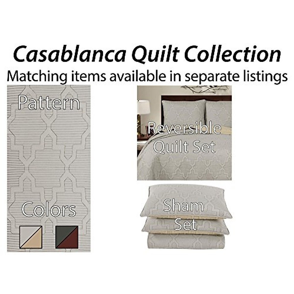 Brielle Home Casablanca, Reversible King Sham Set, Russet Red/Dark Grey
