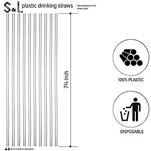 S & L Straw Company - Colored Plastic Drinking Straws - Disposable Kid Friendly, Colorful Party Fun Straws (Blue, 500)…