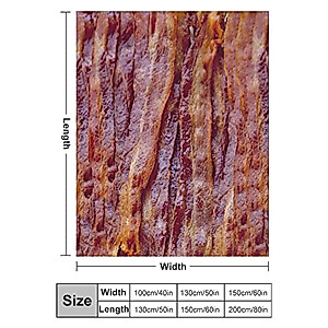 3D Funny Realistic Food Fried Bacon Flannel Fleece Throw Blankets 50"X40" Soft Cozy Fluffy Winter Fall Blanket Cozy Soft Fuzzy Plush Home Decor for Couch Bed Sofa Living Room Bedroom