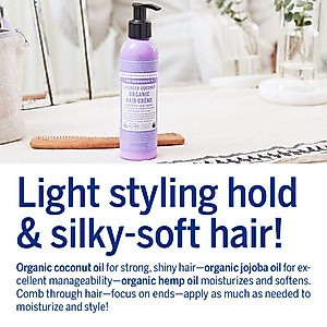Dr. Bronner's - Organic Hair Crème (Lavender Coconut, 6 Ounce) - Leave-In Conditioner and Styling Cream, Made with Organic Oils, Hair Cream Supports Shine and Strength, Nourishes Scalp, Non-GMO