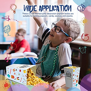 Adnee 30 Pieces Back to School Popcorn Boxes- First Day of School Party Candy Boxes -Welcome Back to School Popcorn Holders for Classroom Decoration Teacher Gift Bag Party Favor