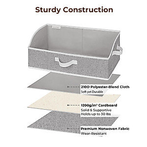 StorageWorks Closet Storage Bins, Trapezoid Organizer Box for Shelves, Fabric Clothes Bin, Foldable Organizing Baskets with Handles, Jumbo, Gray, 3-Pack