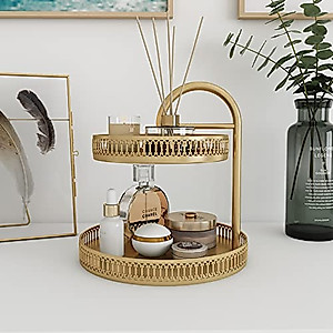 Vivevol 2 Tier Cupcake Stand, Gold Cake Stand for Dessert Table, Makeup Organizer for Vanity, Bathroom Organizer Countertop