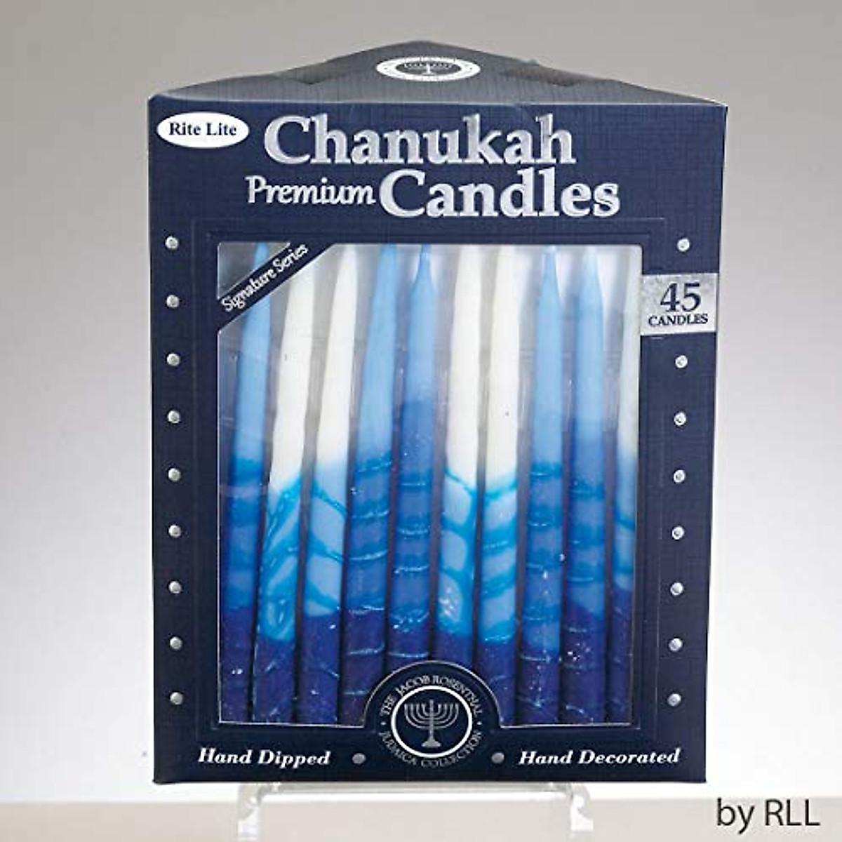 Rite Lite Premium Dripless Blue & White Hanukkah Candles - Bulk Value Pack of 45 - Decorative & Fits Most Menorahs Jewish Holiday Party Favors Accessories Decorations for All 8 Nights of Chanukah