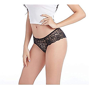 Sunm Boutique 6 Pack Womens Underwear Invisible Seamless Bikini Lace Underwear Half Back Coverage Panties X-Large